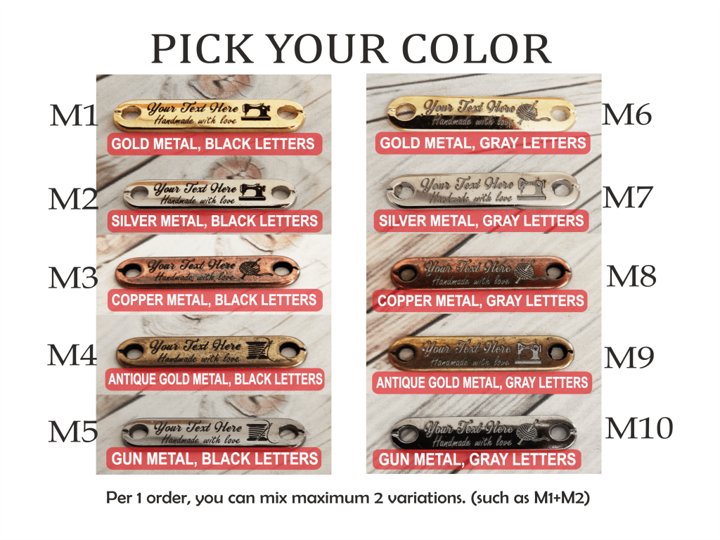 Round Edge Metal Tags for Handmade Items, Clothing, Bags, Quilting ...