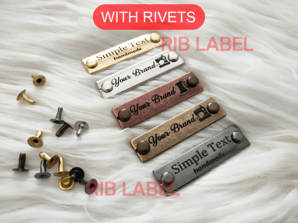 Custom Metal Label for Handmade Items 1.8"x0.5" (4.6x1.2 cm) - Rib Label