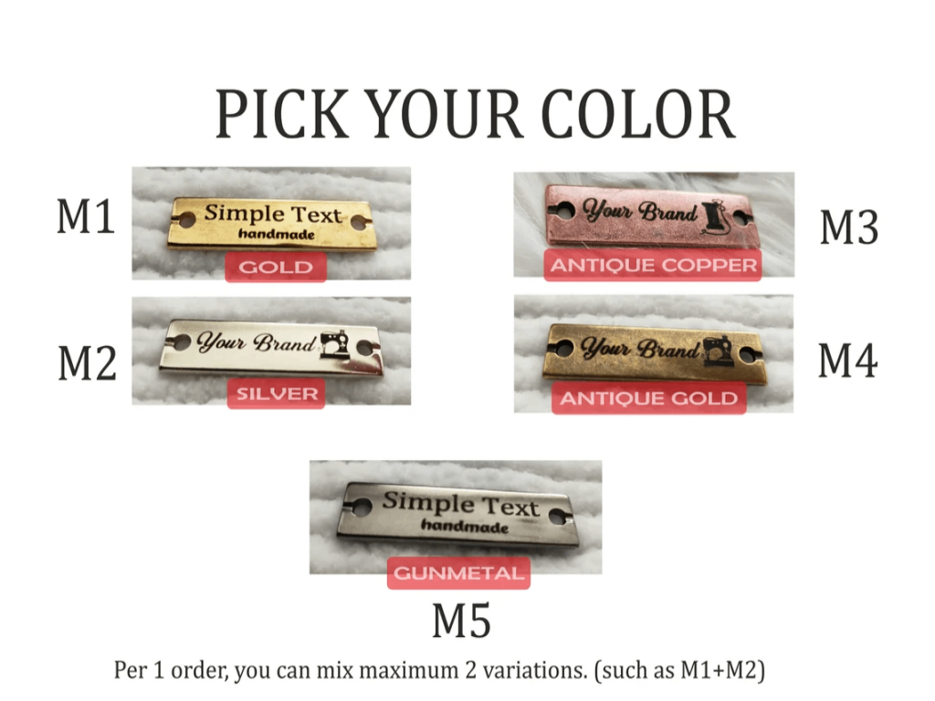 Custom Metal Label for Handmade Items 1.8"x0.5" (4.6x1.2 cm) - Rib Label