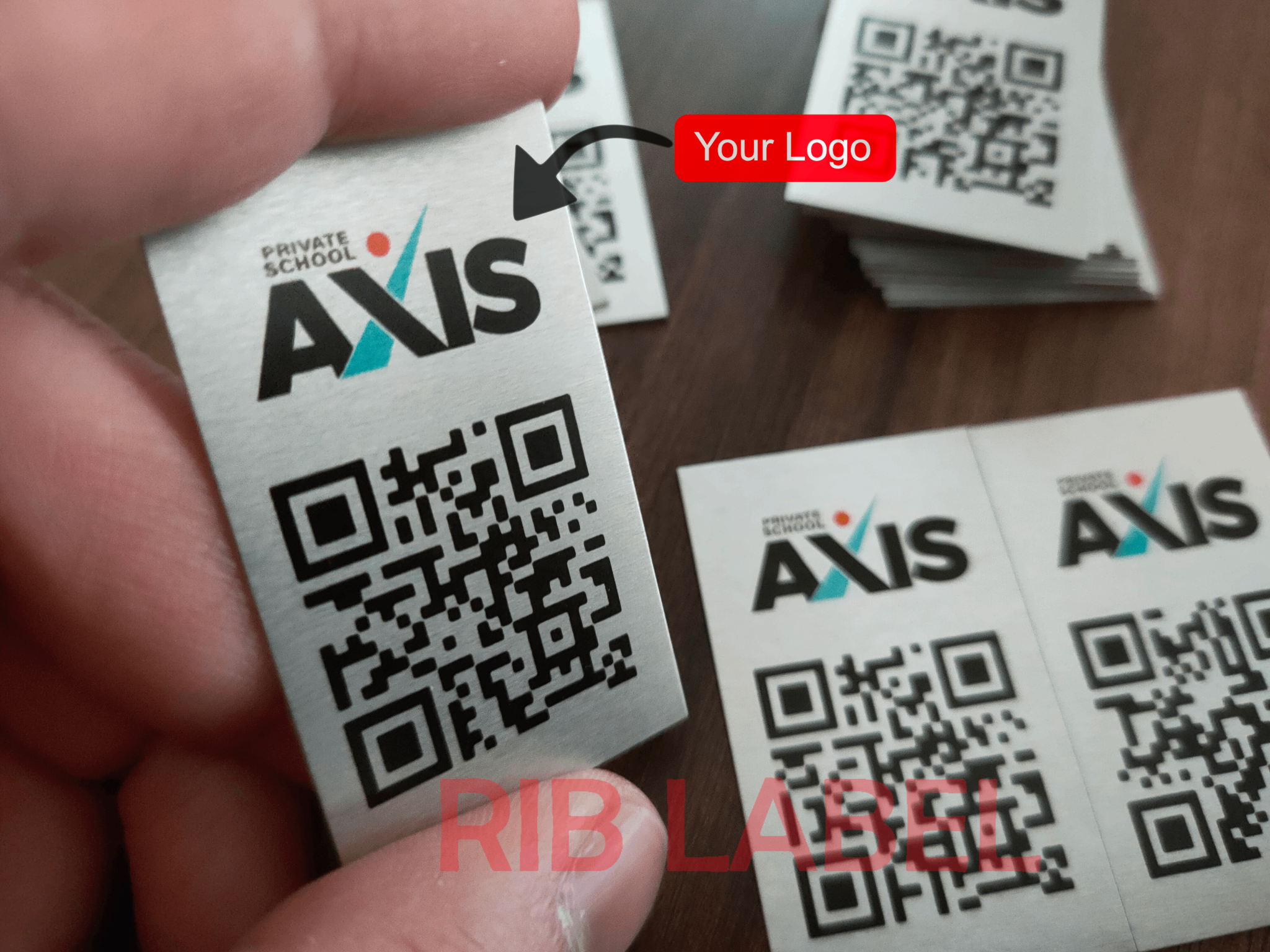 Metal Asset Tags - QR Code Barcode Serial Numbered Labels - Rib Label