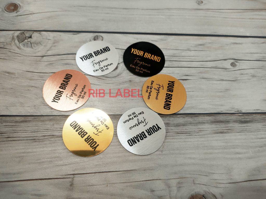 Circle or Ellipse Metal Perfume Label - Rib Label