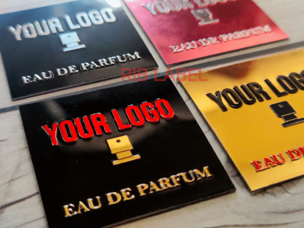Colored and Embossed Metal Labels For Perfume and Cologne Bottles - Rib ...
